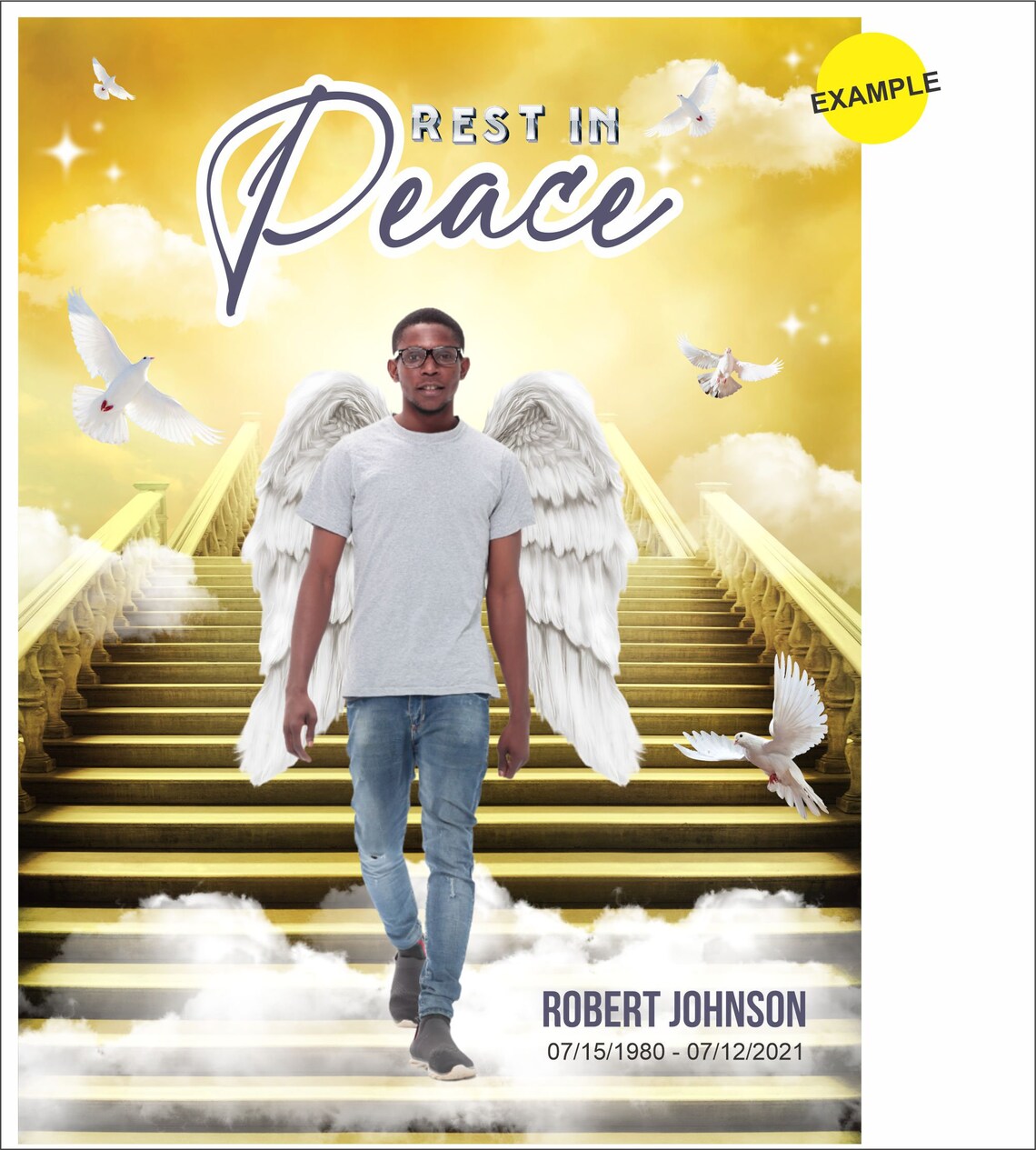 Gold in Loving Memory Background PNG Stairs to Heaven 03 - Etsy