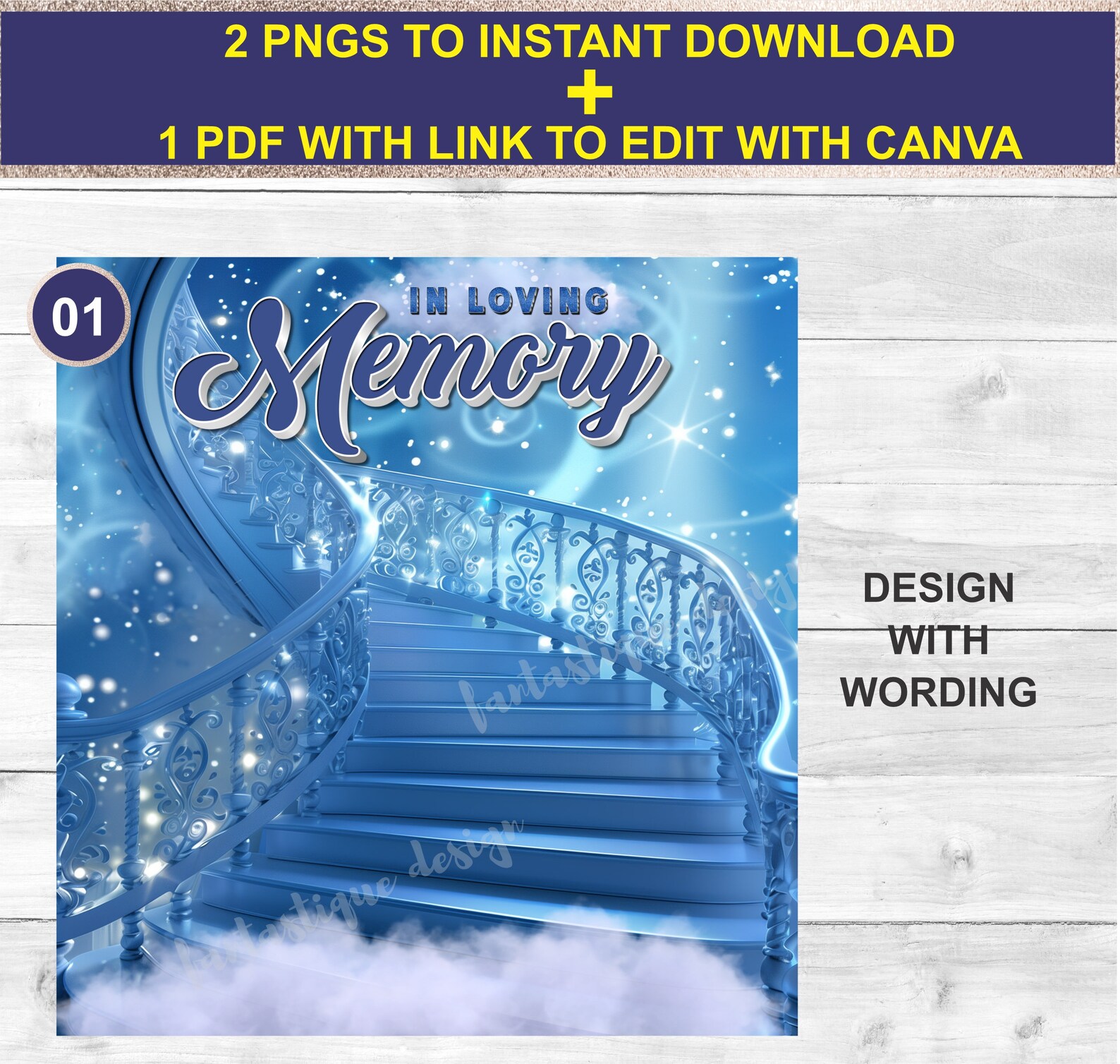 In Loving Memory PNG, EDITABLE, Blue Memorial RIP Template Stairs to ...