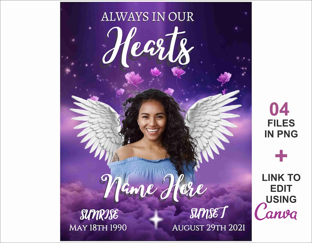 Purple in Loving Memory PNG Template, Editable Memorial, Add Photos ...