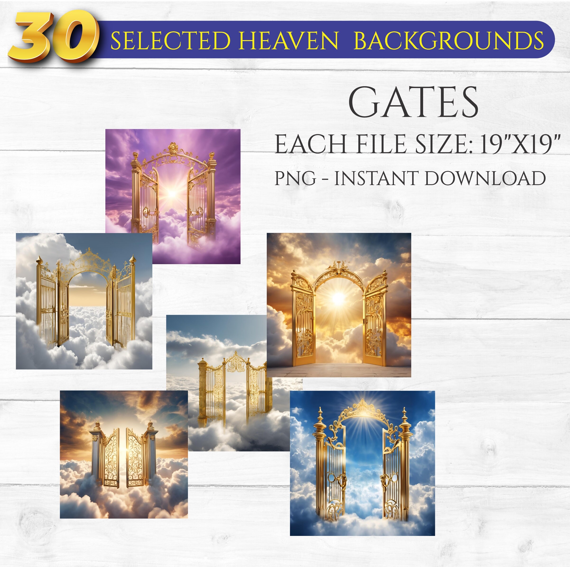 Heaven Background PNG Bundle, 30 Memorial Images to Instant Download ...