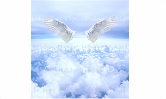 Angel Wings PNG Template Heaven Background Memorial - Etsy