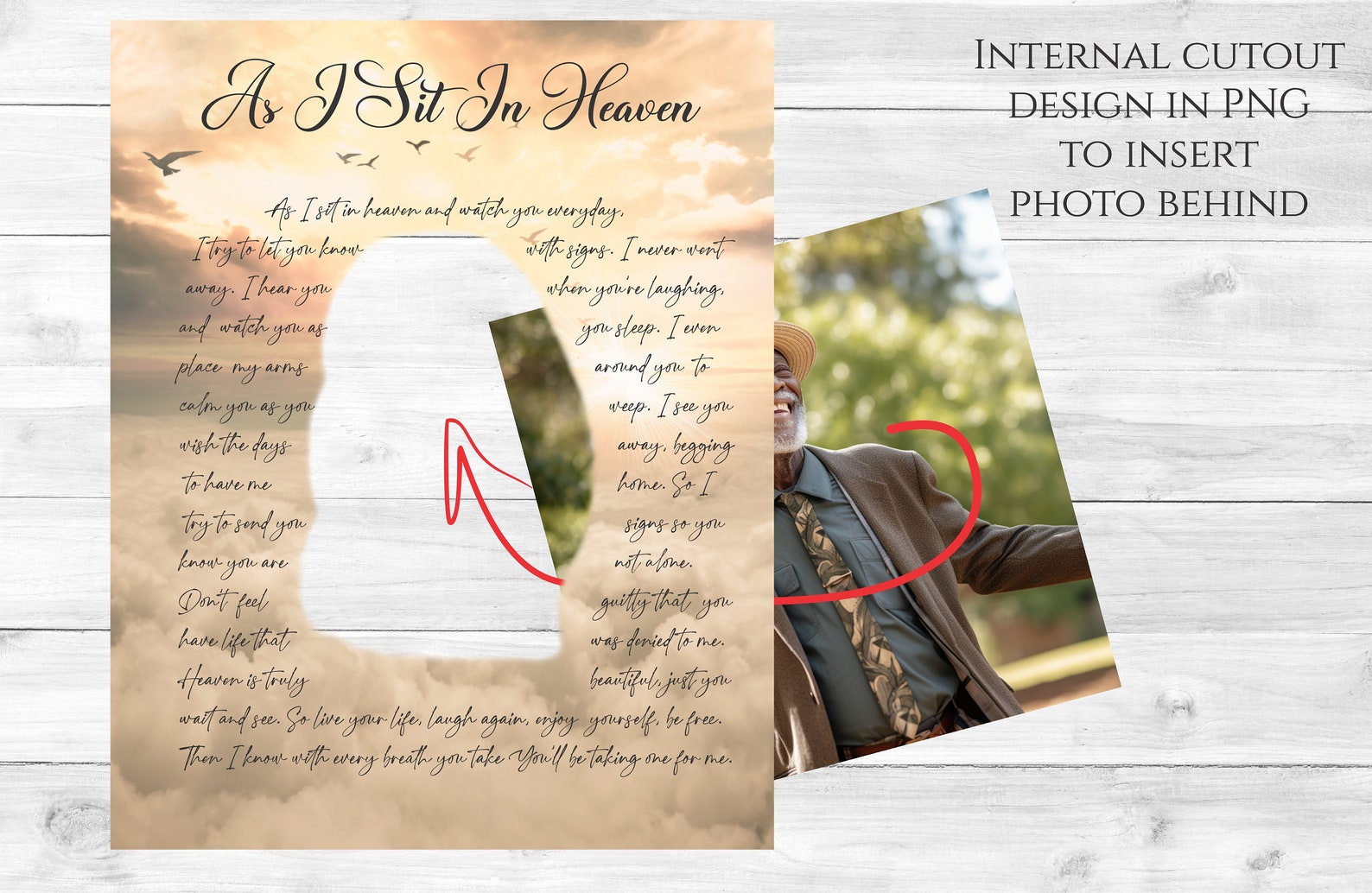 Memorial Poem PNG, in Loving Memory Photo Template, Vintage, as I Sit ...