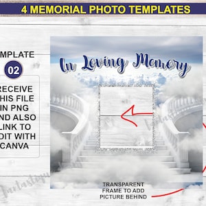 In Loving Memory PNG, Memorial Templates Bundle of 4 PNG and 4 Editable ...