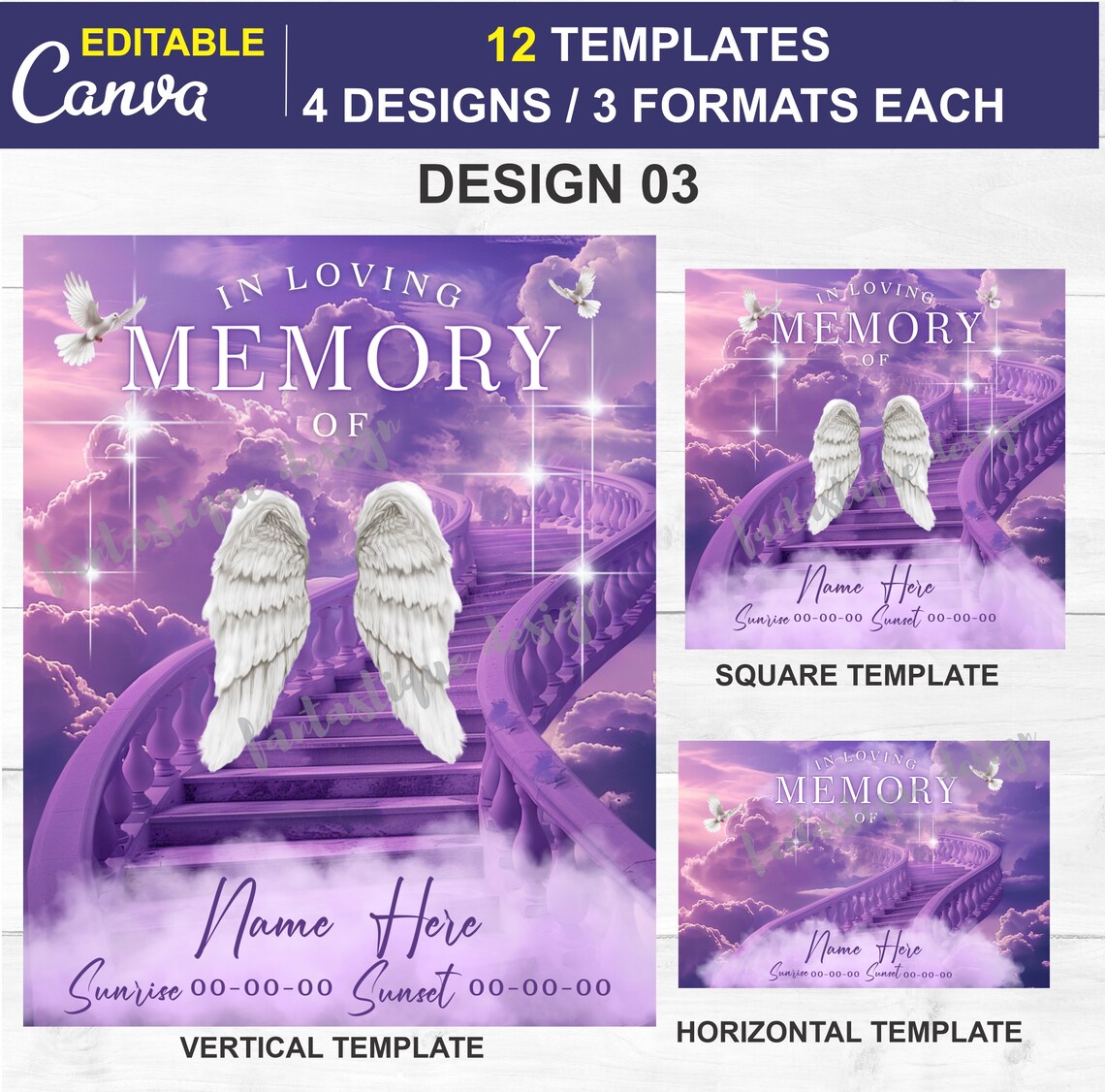 In Loving Memory Design Bundle, EDITABLE Memorial 12 Templates Heaven ...