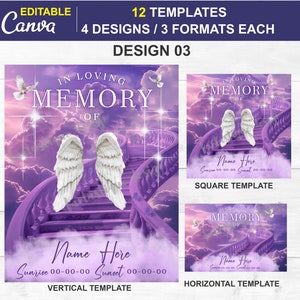 In Loving Memory Design Bundle, EDITABLE Memorial 12 Templates Heaven ...