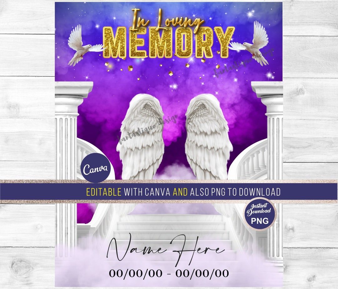 In Loving Memory PNG, EDITABLE Purple Heaven Memorial Template, Angel ...