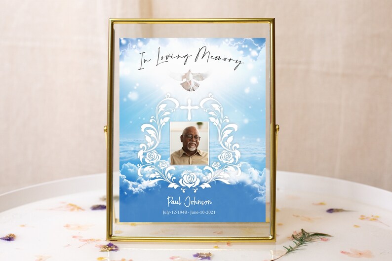 Blue in Loving Memory Background PNG Memorial Template - Etsy