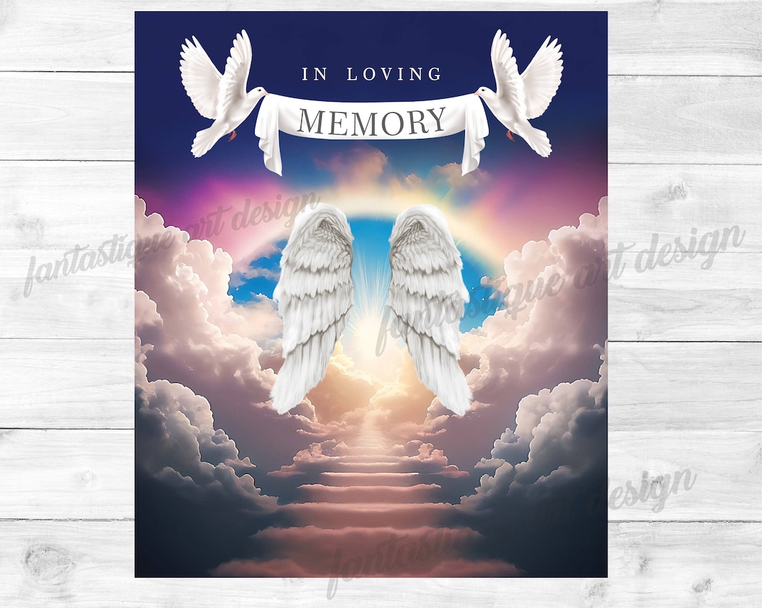 In Loving Memory PNG, Stairs to Heaven, Memorial Background Template ...