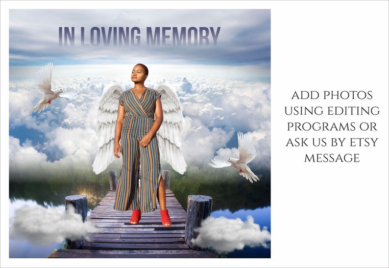 Blue in Loving Memory PNG Memorial Background Angel Wings in - Etsy