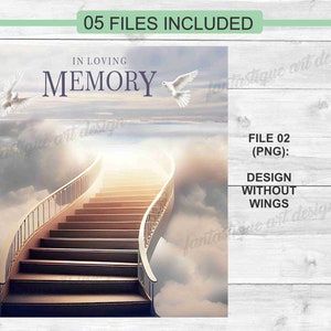 In Loving Memory PNG, Memorial Background Template Gold Stairs to ...