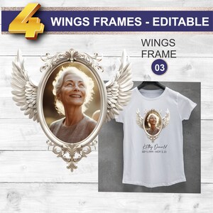 Angel Wings Frame Photo Template, EDITABLE, 4 Picture Frames Bundle ...