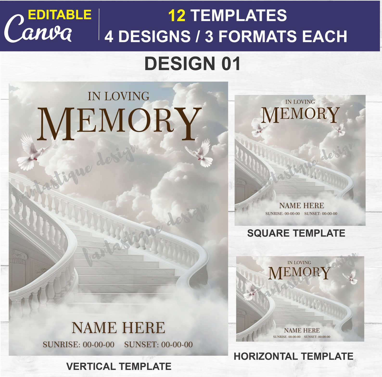 In Loving Memory Design Bundle, EDITABLE Memorial 12 Templates Heaven ...