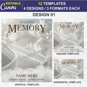 In Loving Memory Design Bundle, EDITABLE Memorial 12 Templates Heaven ...