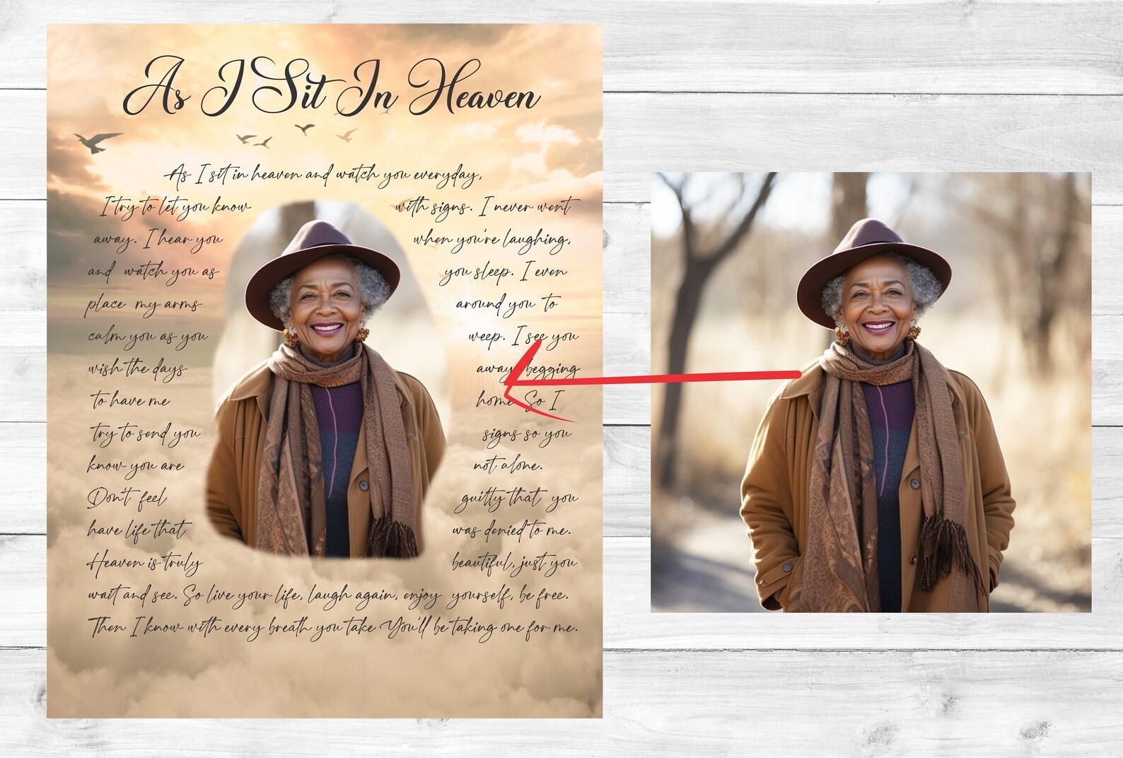 Memorial Poem PNG, in Loving Memory Photo Template, Vintage, as I Sit ...