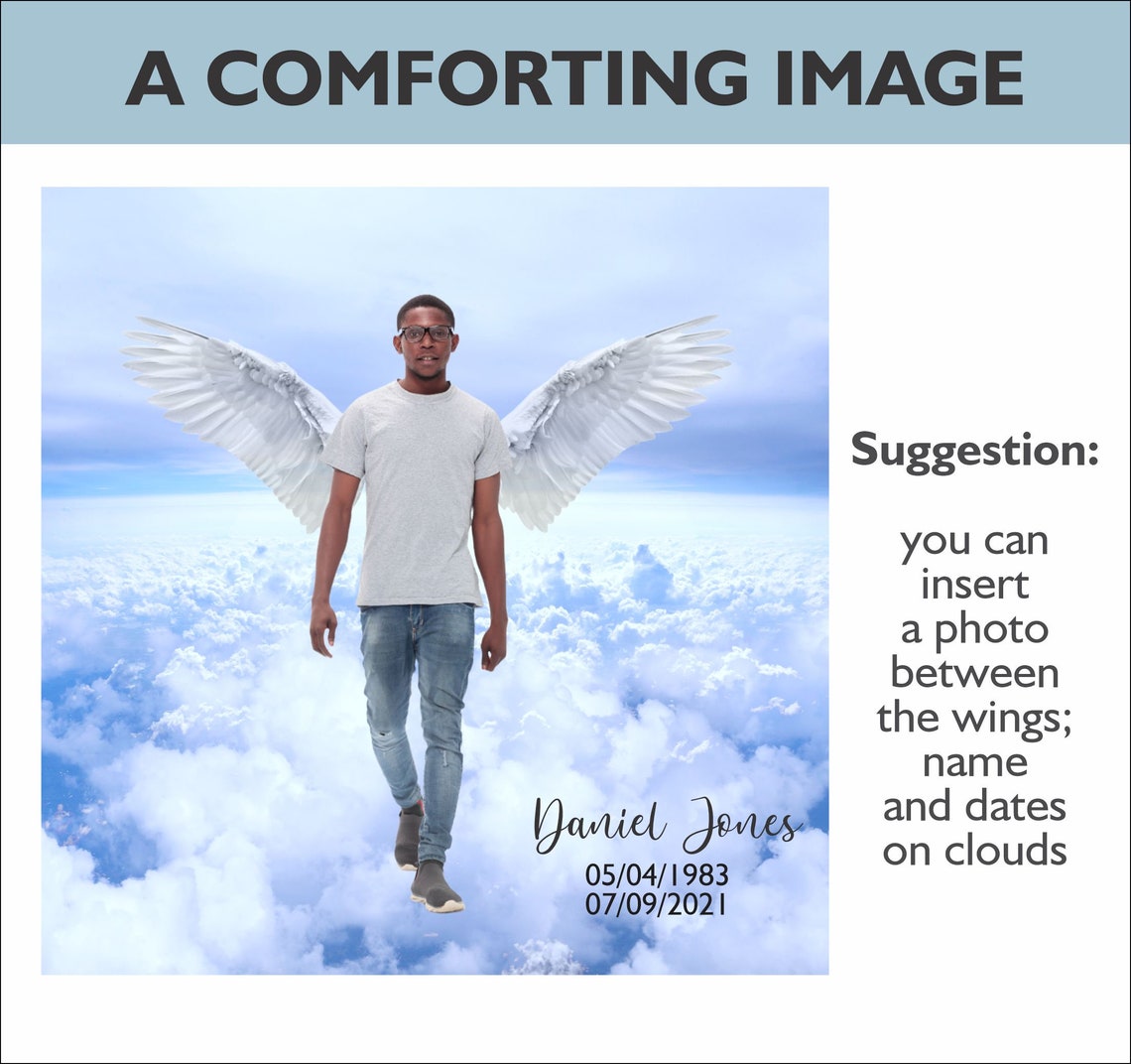 Angel Wings PNG Template | Heaven Background | Memorial Backdrop ...