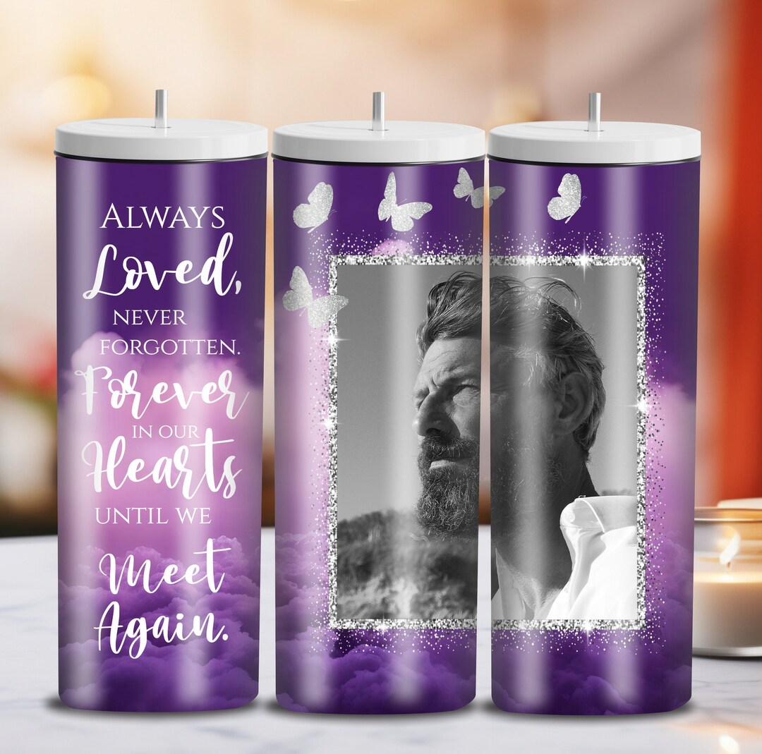 Memorial Tumbler Wrap, Purple Heaven Photo Frame Sublimation Tumbler ...