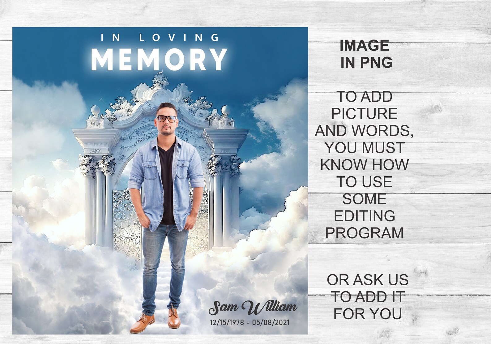 In Loving Memory PNG, Blue Memorial Background, Funeral Gift Design ...