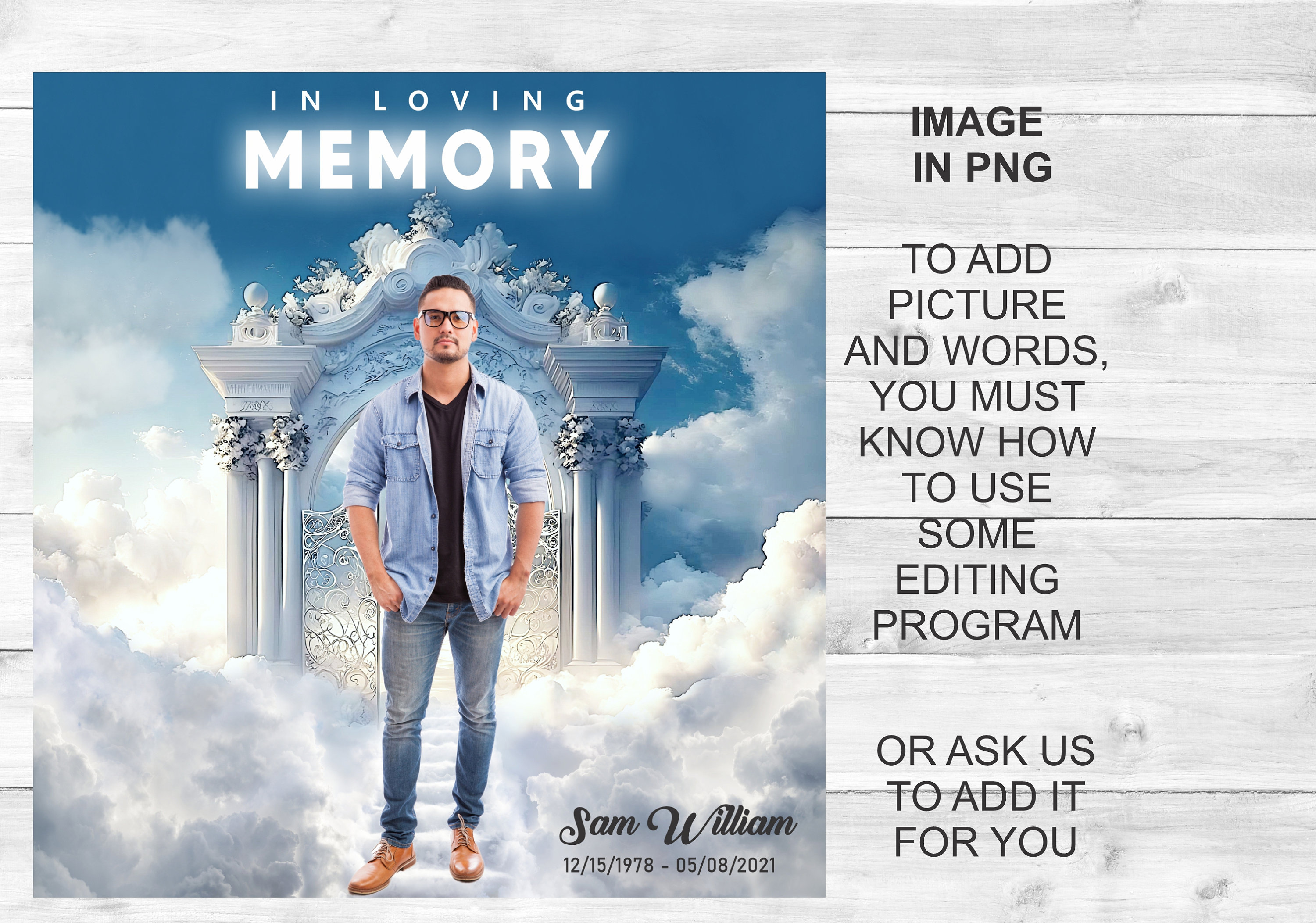 In Loving Memory PNG, Blue Memorial Background, Funeral Gift Design ...