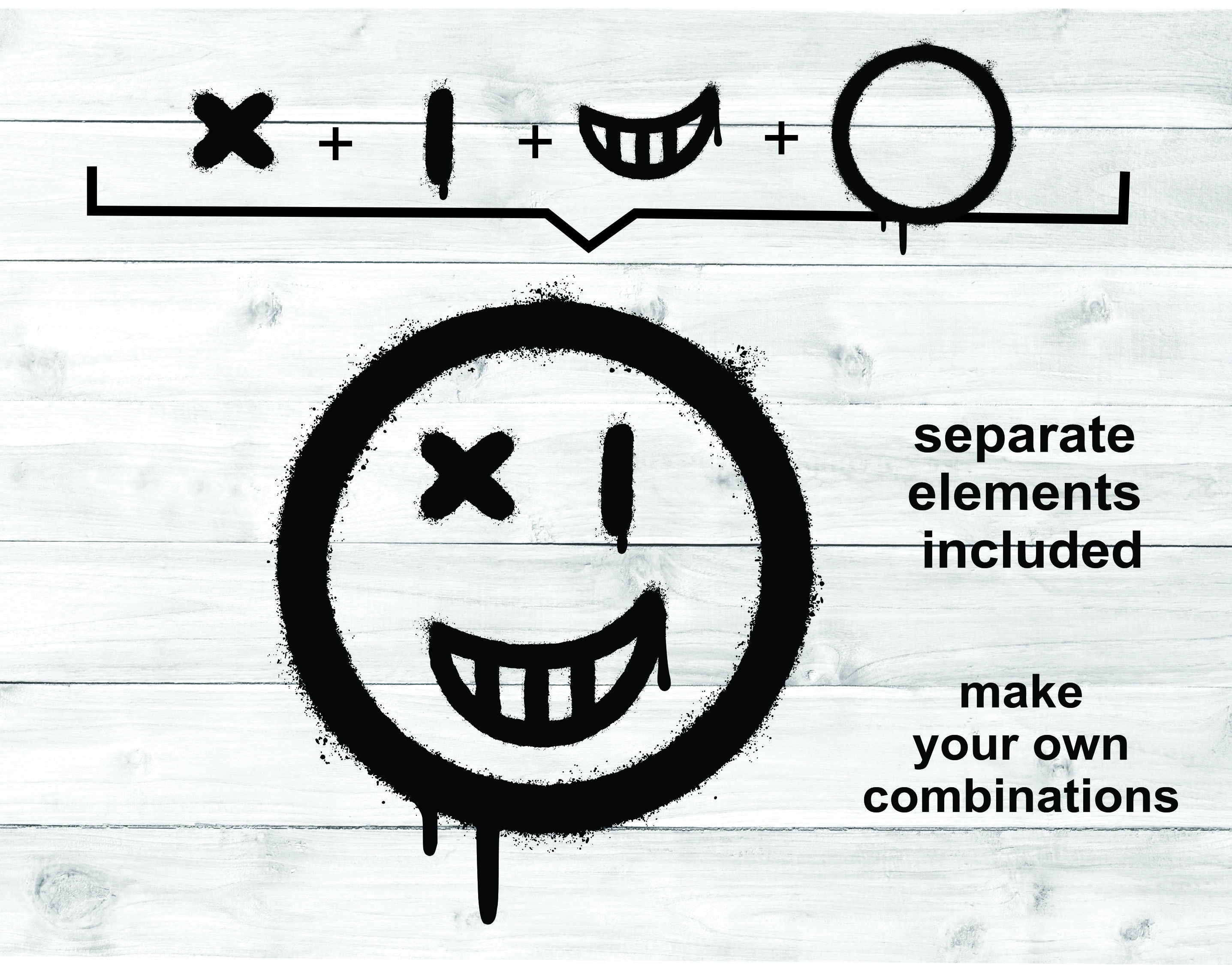 Smiley Face SVG Bundle 04 Ready Faces Separate Elements - Etsy
