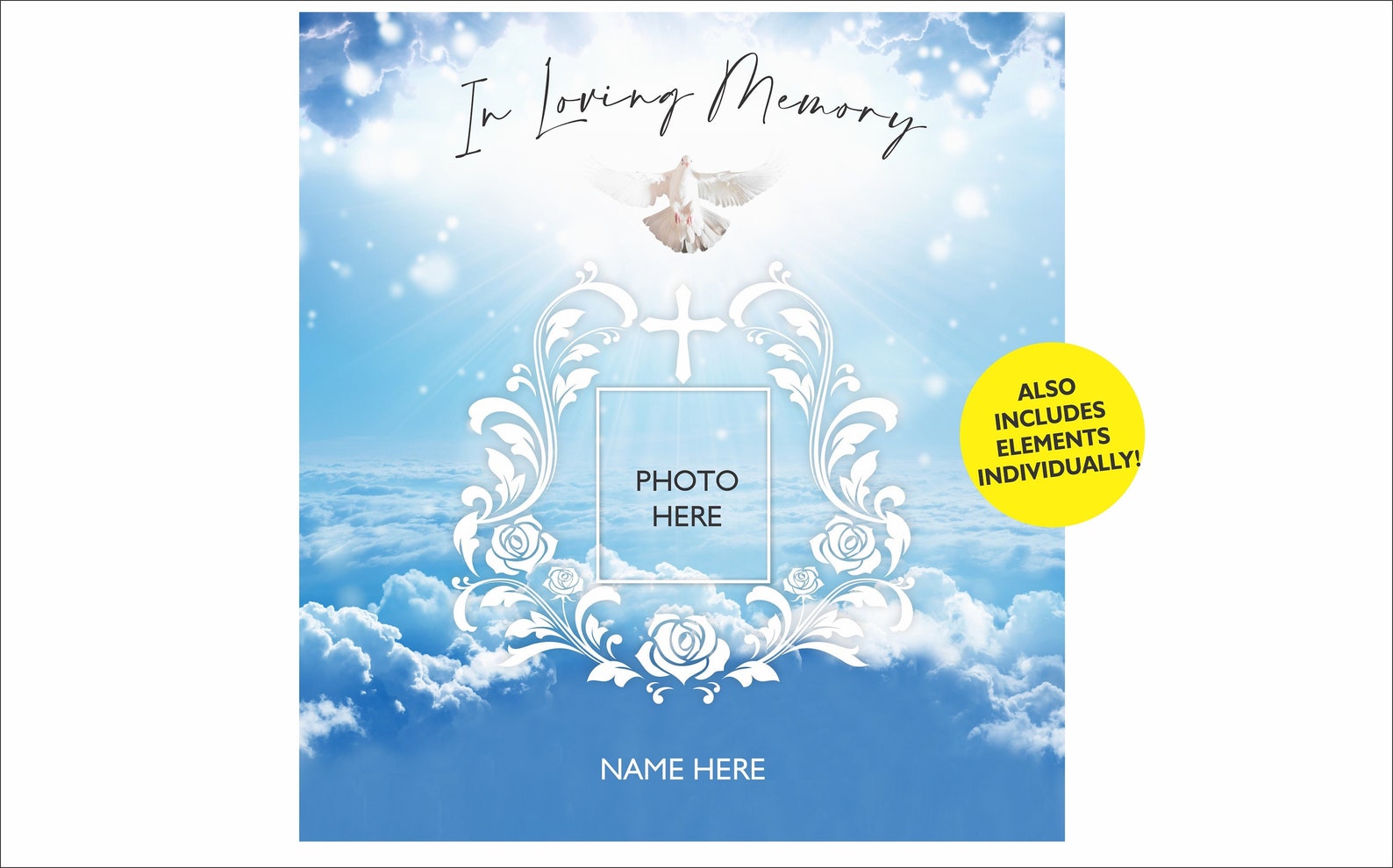 Blue in Loving Memory Background PNG Memorial Template - Etsy