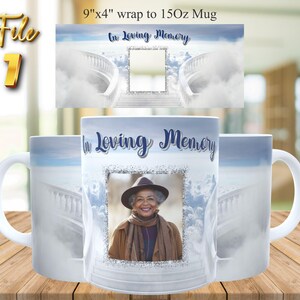 Memorial Mug Wrap PNG Photo Frame, Set of 4 Designs, 15oz Mug Design ...