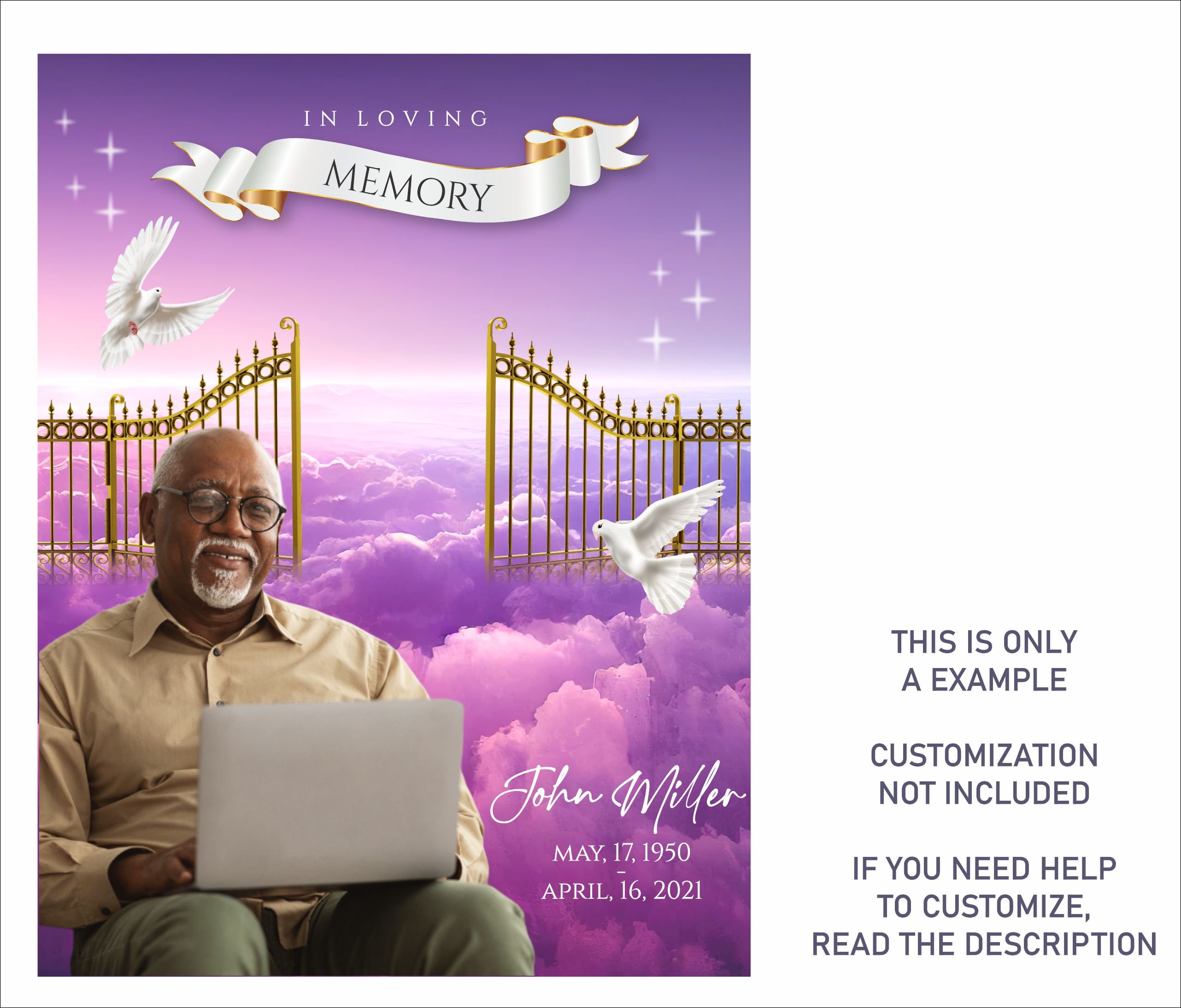 In Loving Memory PNG, Purple Rest in Peace, Memorial Background, RIP ...