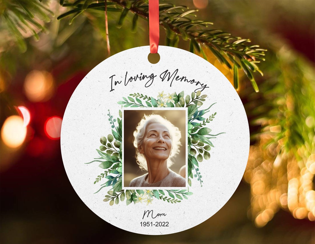 Memorial Christmas Ornament PNG, Round Xmas Photo Template, in Loving ...