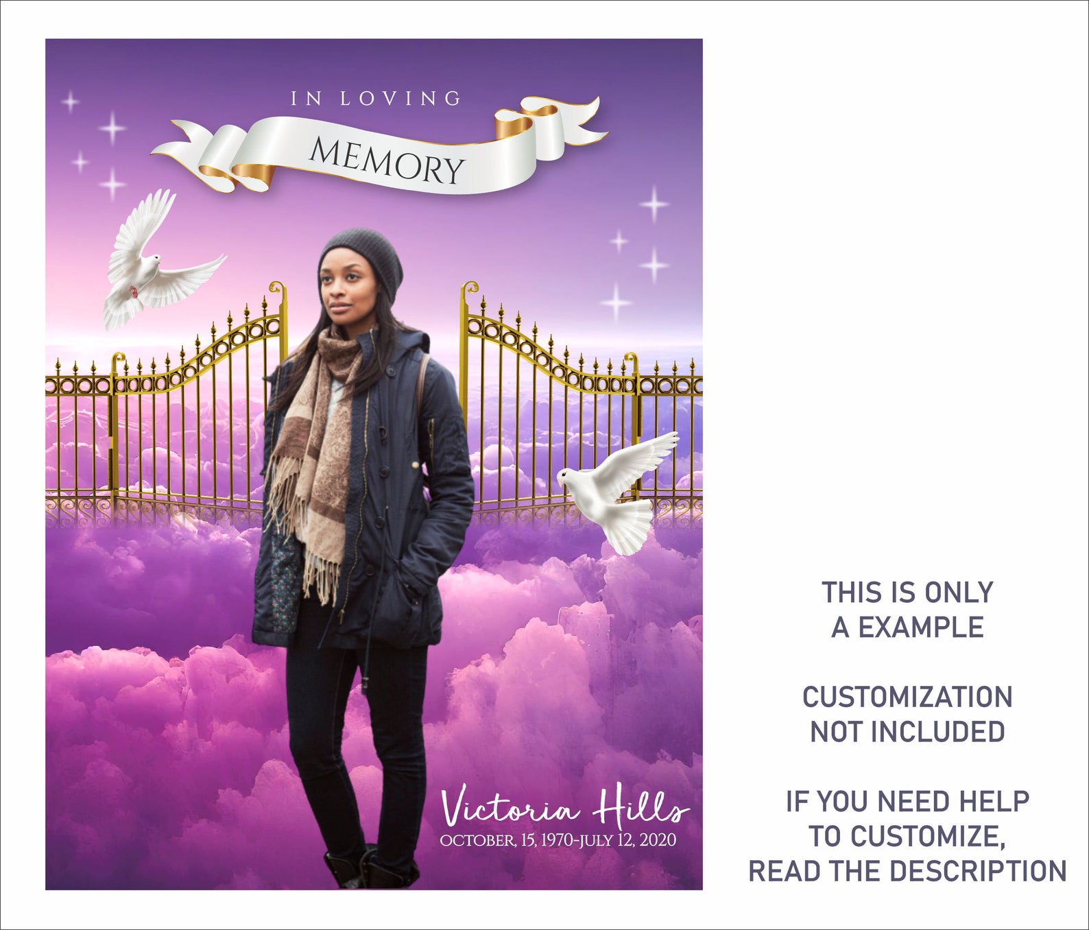 In Loving Memory PNG, Purple Rest in Peace, Memorial Background, RIP ...