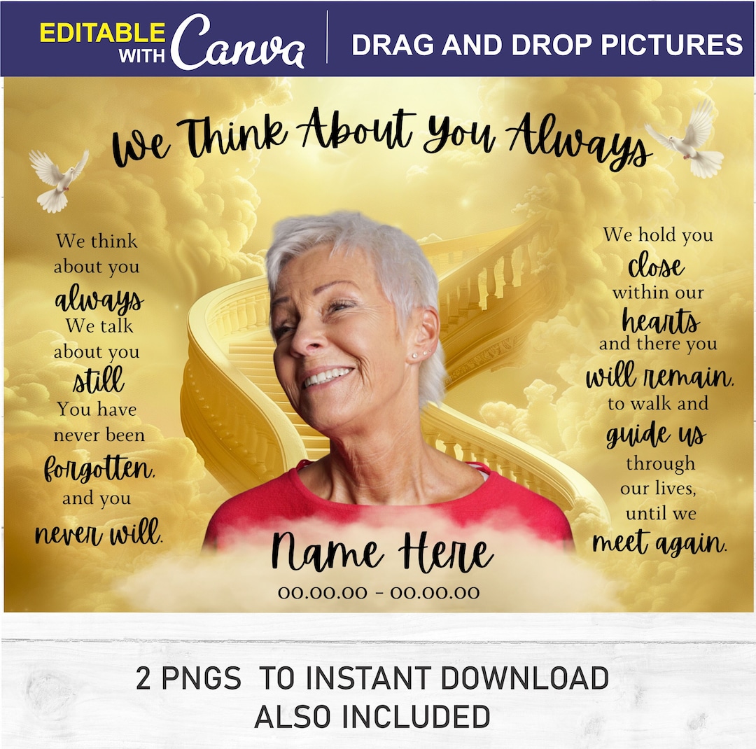 Memorial Poem, in Loving Memory, EDITABLE Template and PNG to Download ...