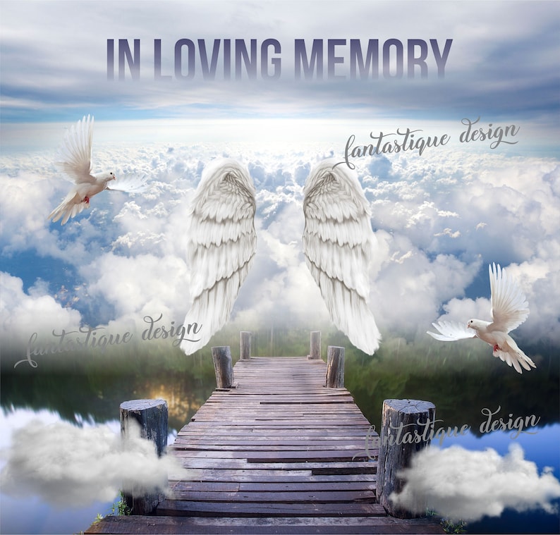 Blue in Loving Memory PNG Memorial Background Angel Wings in - Etsy