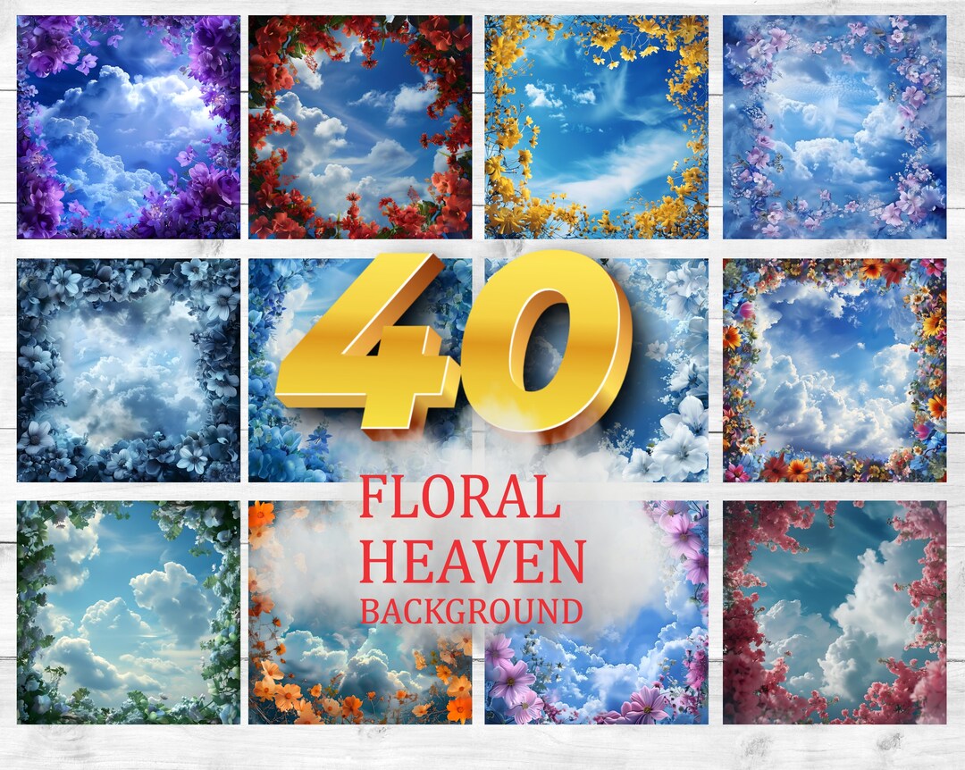 Heaven Background PNG Bundle, Flower Memorial Set of 40, Big Files ...