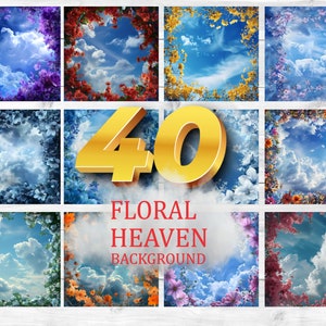 Heaven Background PNG Bundle, Flower Memorial Set of 40, Big Files ...
