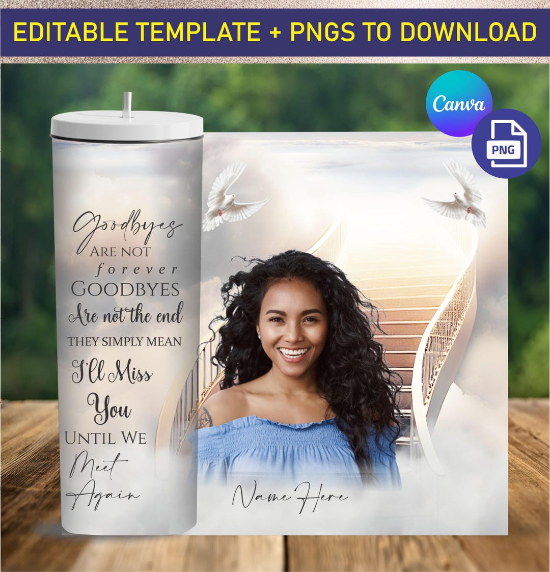 Memorial Tumbler Wrap, Editable Template and Pngs Download, Sublimation ...