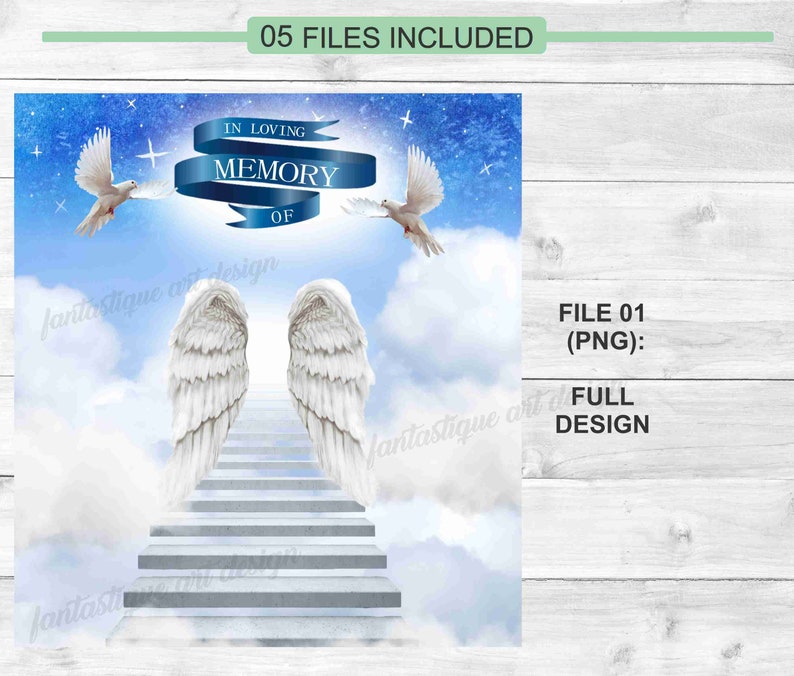 Blue Sky in Loving Memory PNG, Memorial Background Template Stairs to ...
