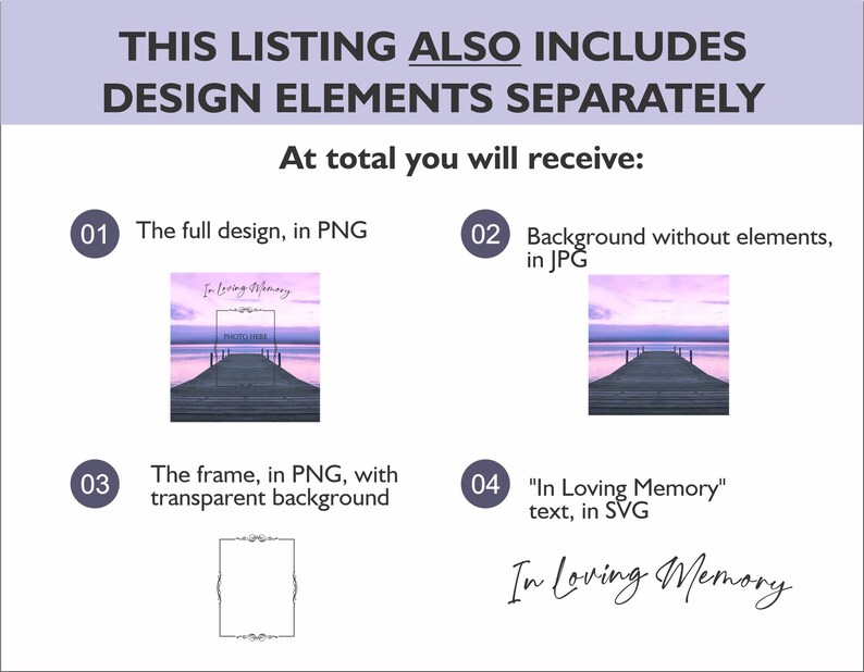 Purple Background Memorial Frame Template in Loving Memory - Etsy