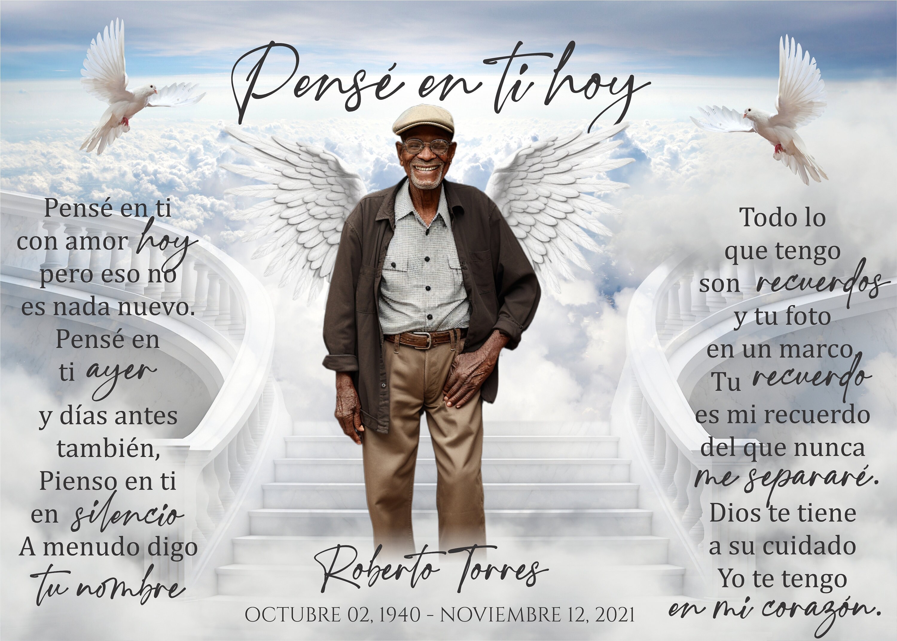 Spanish Memorial Poem, Funeral Card Template (canva Editable, PNG ...