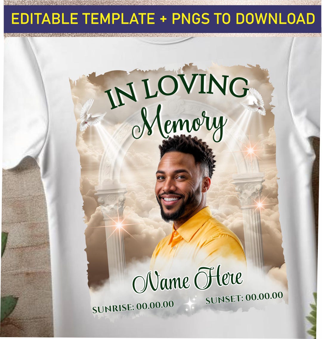 In Loving Memory PNG, Beige Memorial EDITABLE Template, Heaven ...