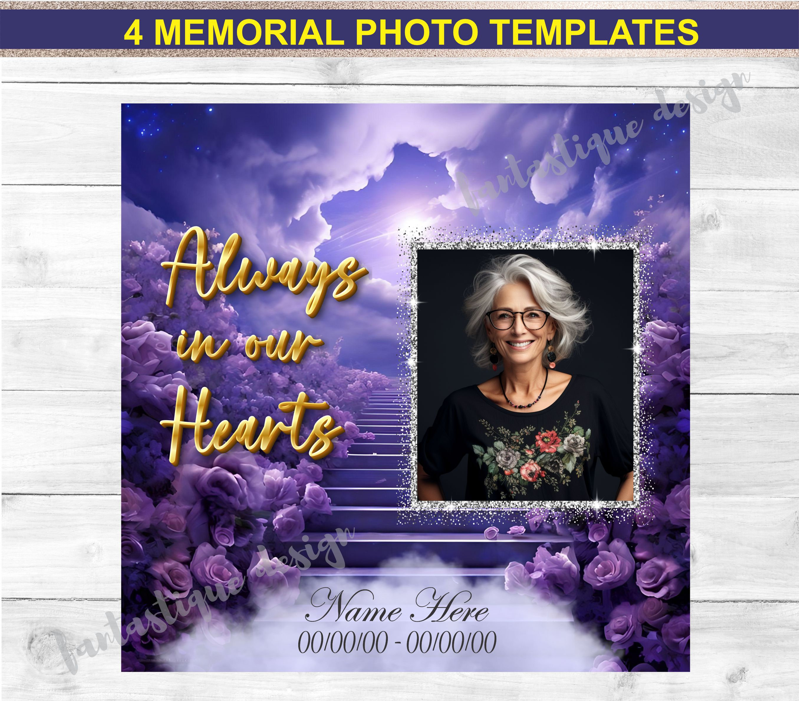 In Loving Memory PNG, Memorial Templates Bundle of 4 PNG and 4 Editable ...
