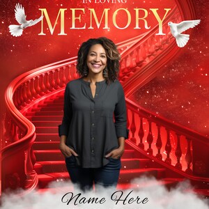 In Loving Memory PNG, Red Memorial EDITABLE, RIP Background Template ...