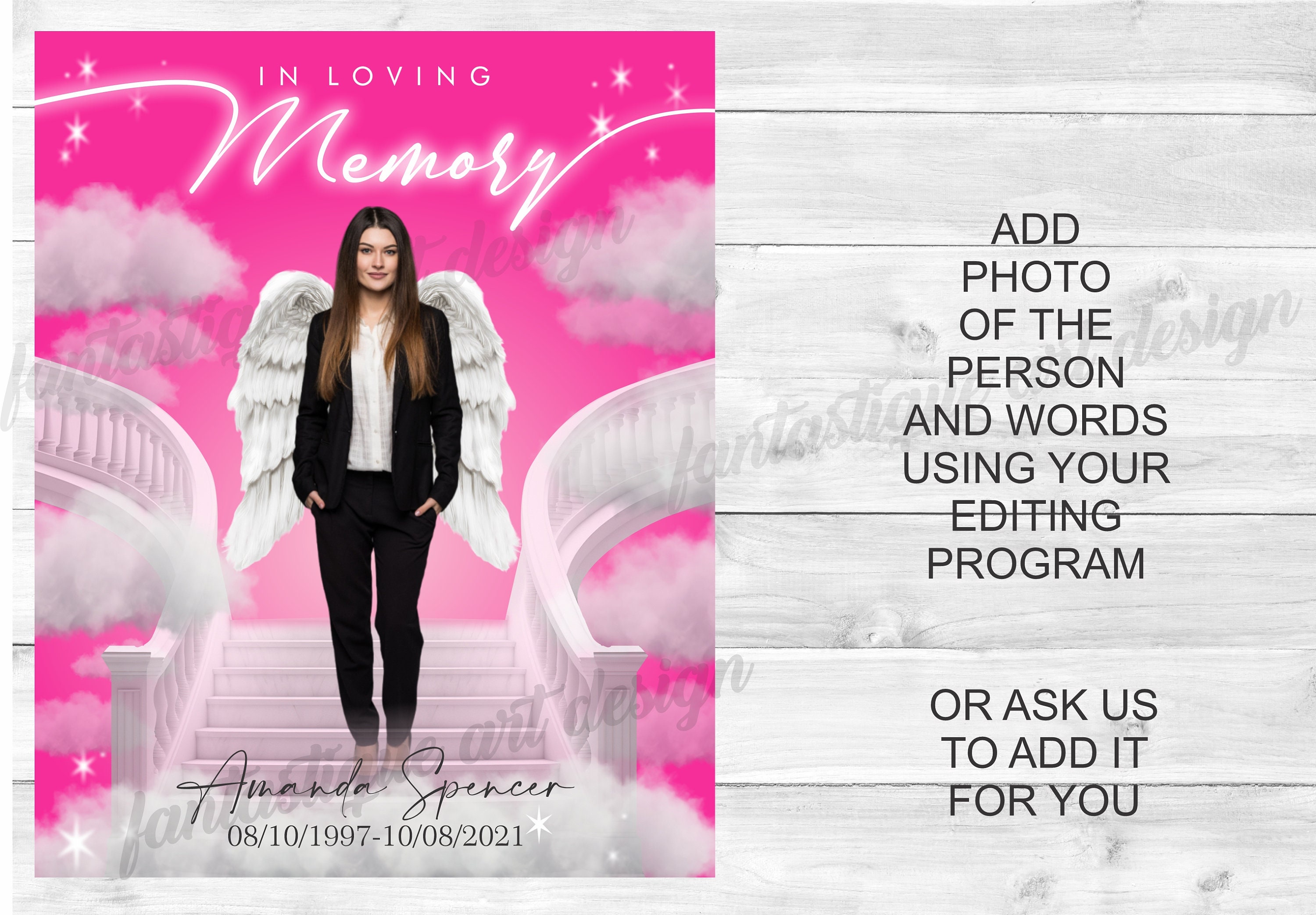 Pink Memorial PNG, in Loving Memory PNG, Stairs to Heaven Template ...