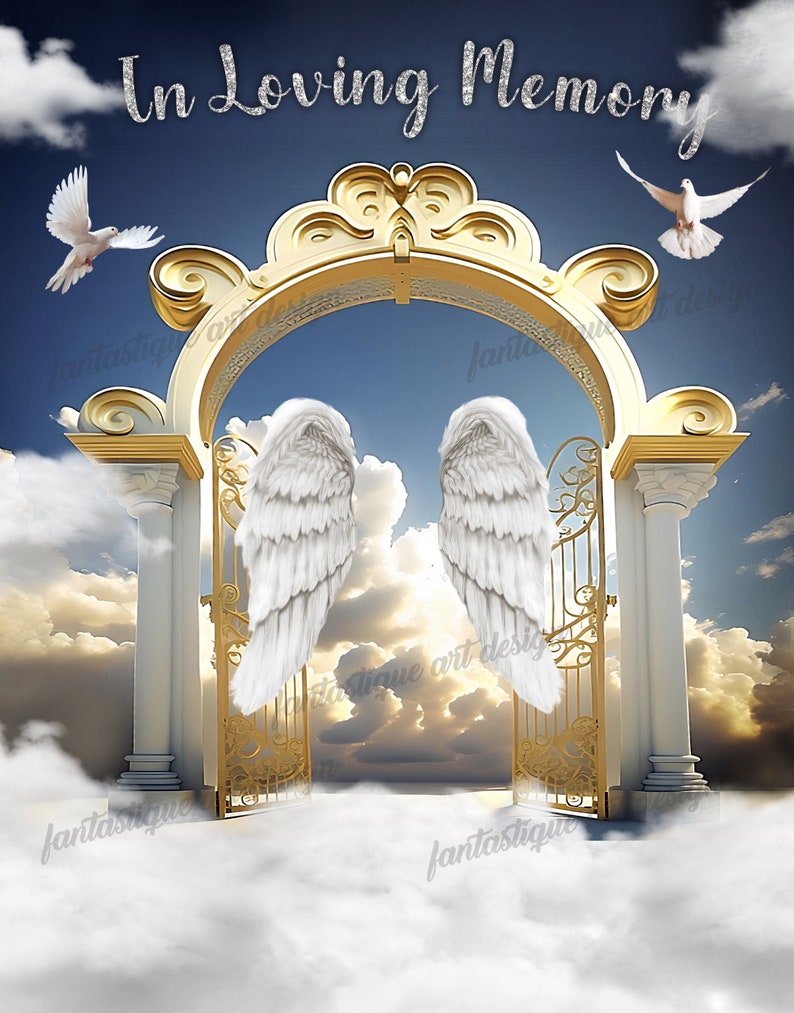 In Loving Memory PNG Memorial Background Gold Heavens Gate - Etsy