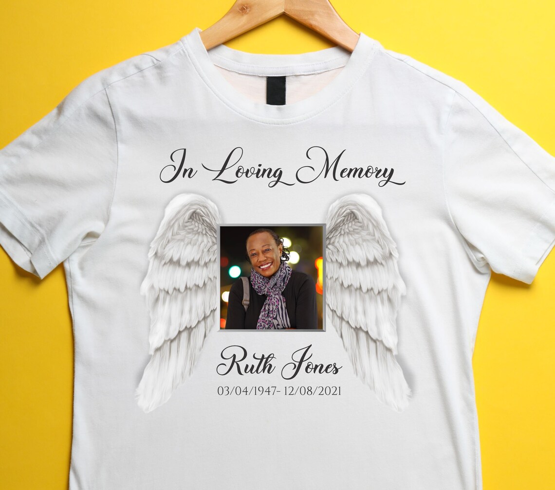 In Loving Memory Template Online Editable Angel Wings Frame - Etsy