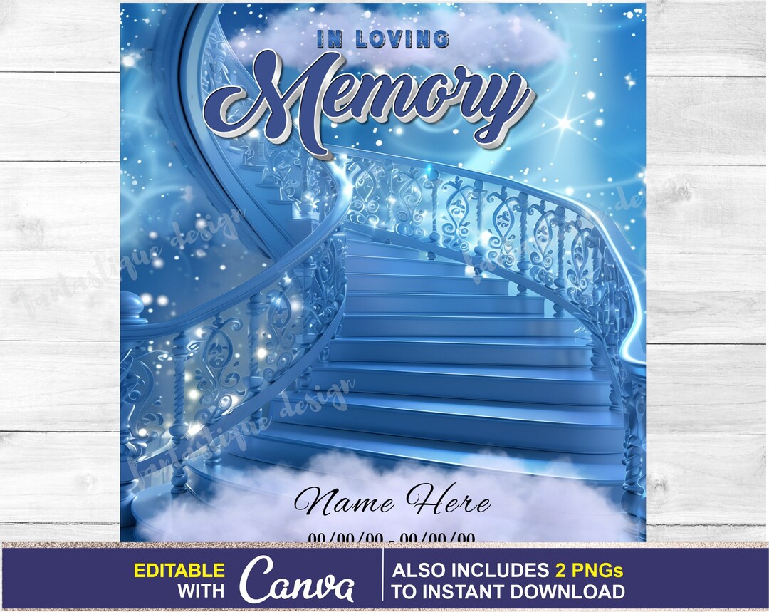 In Loving Memory PNG, EDITABLE, Blue Memorial RIP Template Stairs to ...