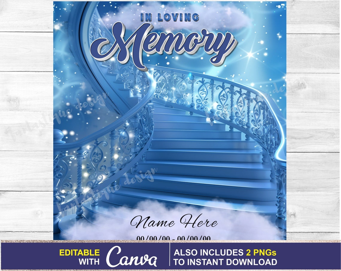 In Loving Memory PNG, EDITABLE, Blue Memorial RIP Template Stairs to ...