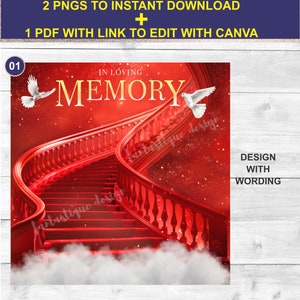 In Loving Memory PNG, Red Memorial EDITABLE, RIP Background Template ...