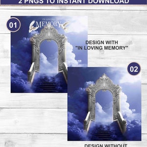 In Loving Memory PNG, Silver Memorial Design, Blue Stairs to Heaven ...