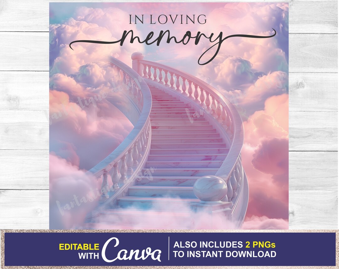 In Loving Memory PNG, EDITABLE Template, RIP Pink Memorial Stairs to ...