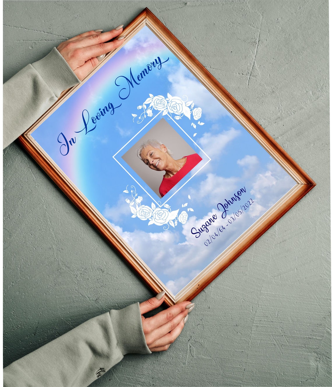 In Loving Memory Background - Rainbow in Heaven - Memorial Frame ...