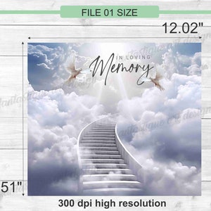 In Loving Memory PNG, Cloudy Stairs to Heavens Memorial Background ...