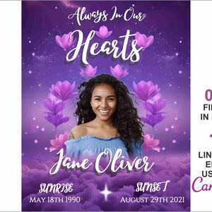 Purple in Loving Memory PNG Template, Editable Memorial, Add Photos ...